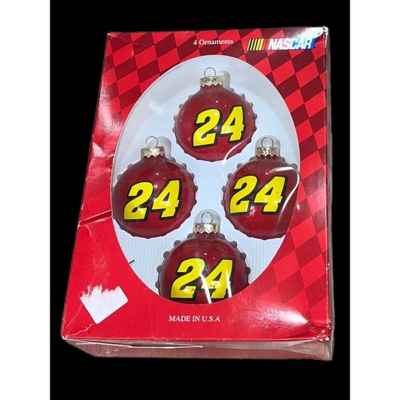 Nascar | Holiday | 4 Vintage Nascar Red Yellow Christmas Tree Balls ...